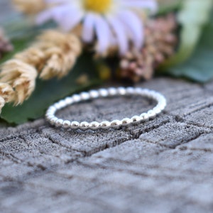 Silver Bead Ring, Sterling Silver Bead Stacking Rings-round Beaded ...