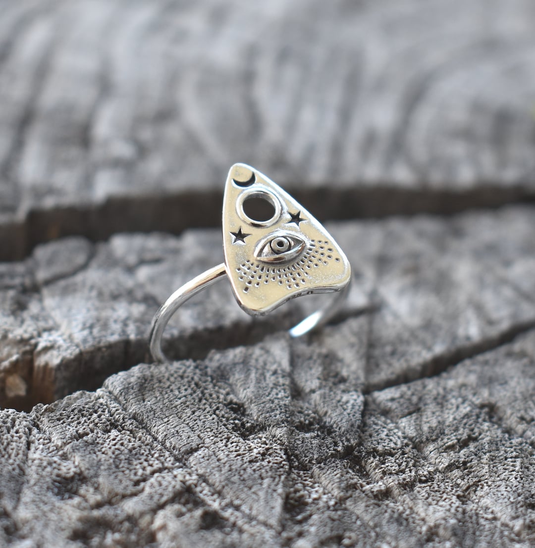 Planchette Ring, Ouija Ring, Moon and Star Ring, Planchette Jewelry ...