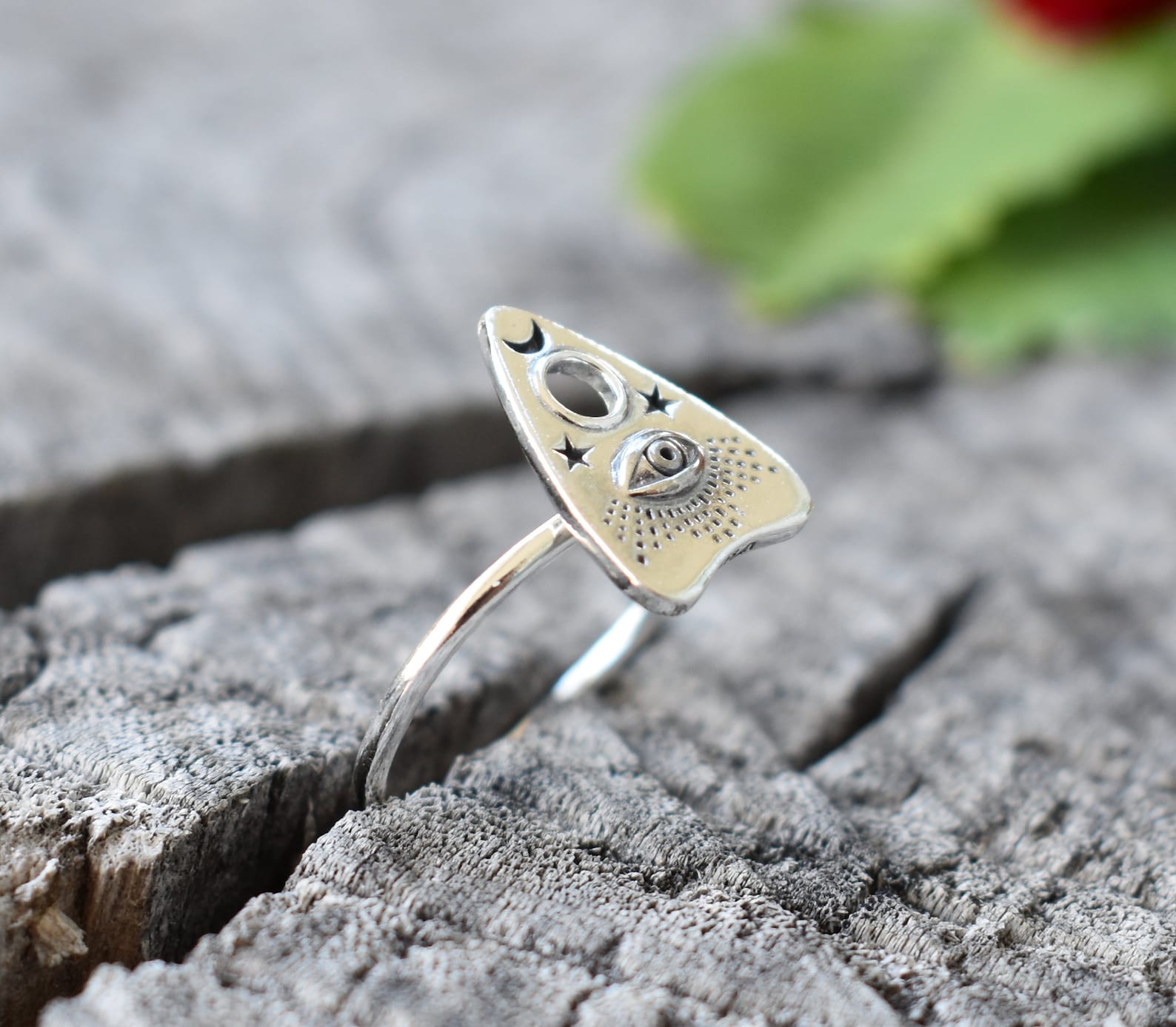 Planchette Ring, Ouija Ring, Moon and Star Ring, Planchette Jewelry ...