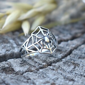 Spider in Web Ring, Sterling Silver Web, Spiderweb Ring, Gothic, Wiccan ...