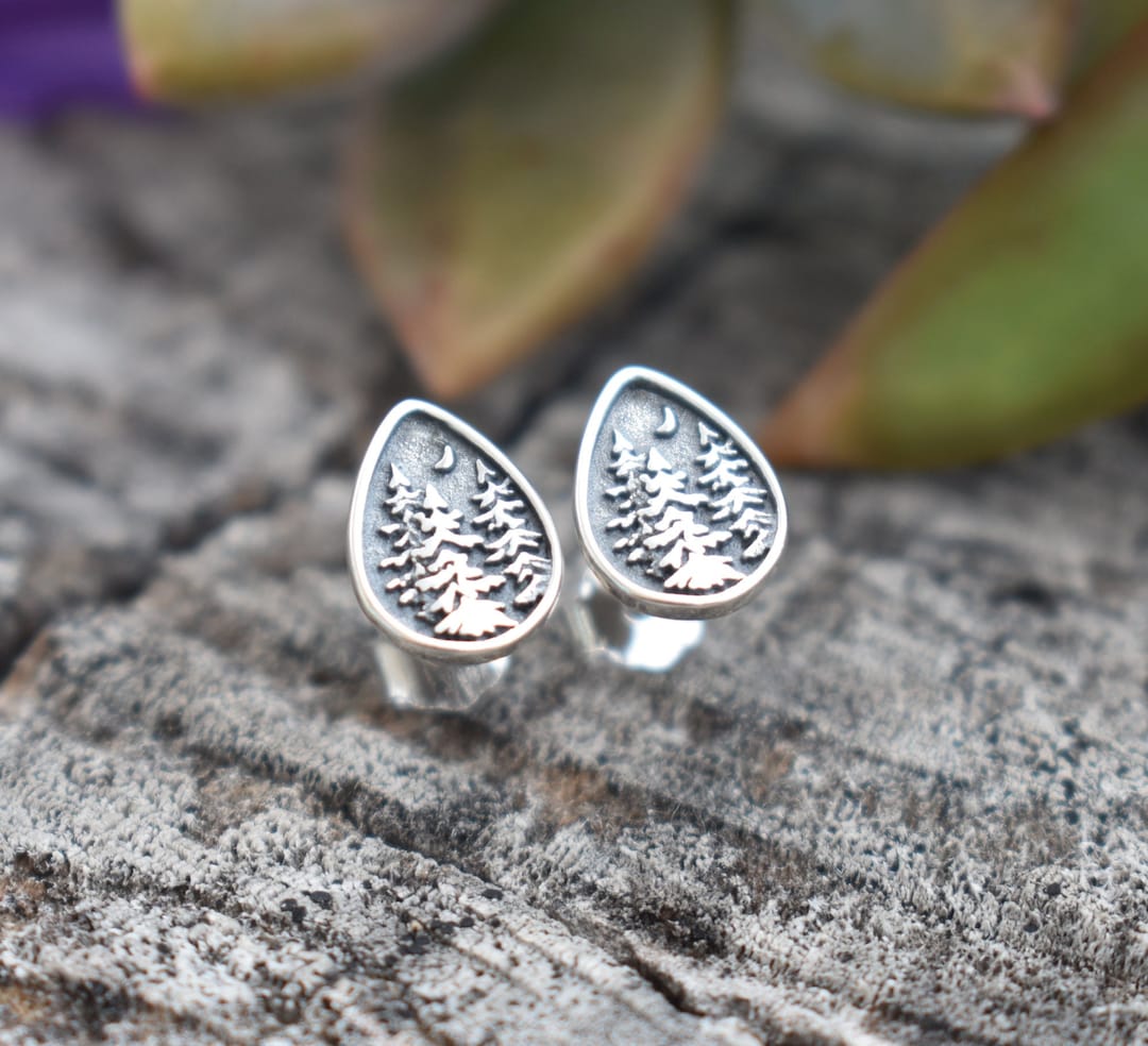 Tree Earrings, Forest Earrings, Pine Tree Studs, Tree Stud Earrings ...