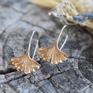 Gingko Earrings, Gold Ginkgo Biloba, Gold Sterling Silver Ginkgo ...
