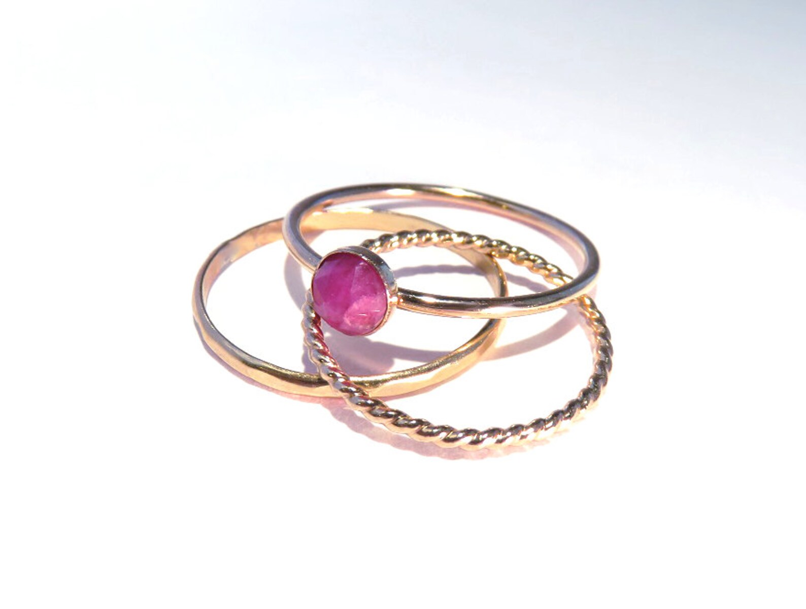 Ruby Ring Gold Ruby Rings Ruby Stacking Set Stacking Rings - Etsy