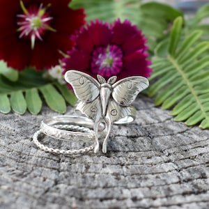 Luna Moth Ring, Moth Ring, Sterling Silver Ring, Silver Moth Ring, Luna ...