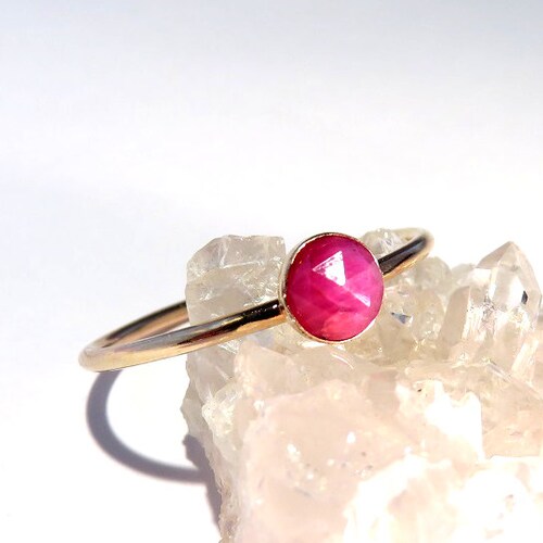 Ruby Ring Gold Ruby Ring Ruby Stacking Ring July Birthstone - Etsy