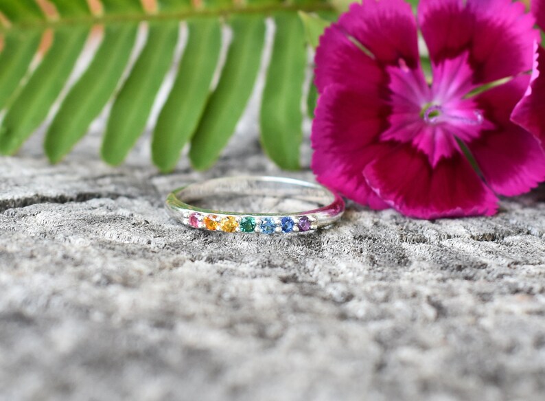Rainbow Ring Rainbow Stacking Ring Rainbow Chakra Ring - Etsy