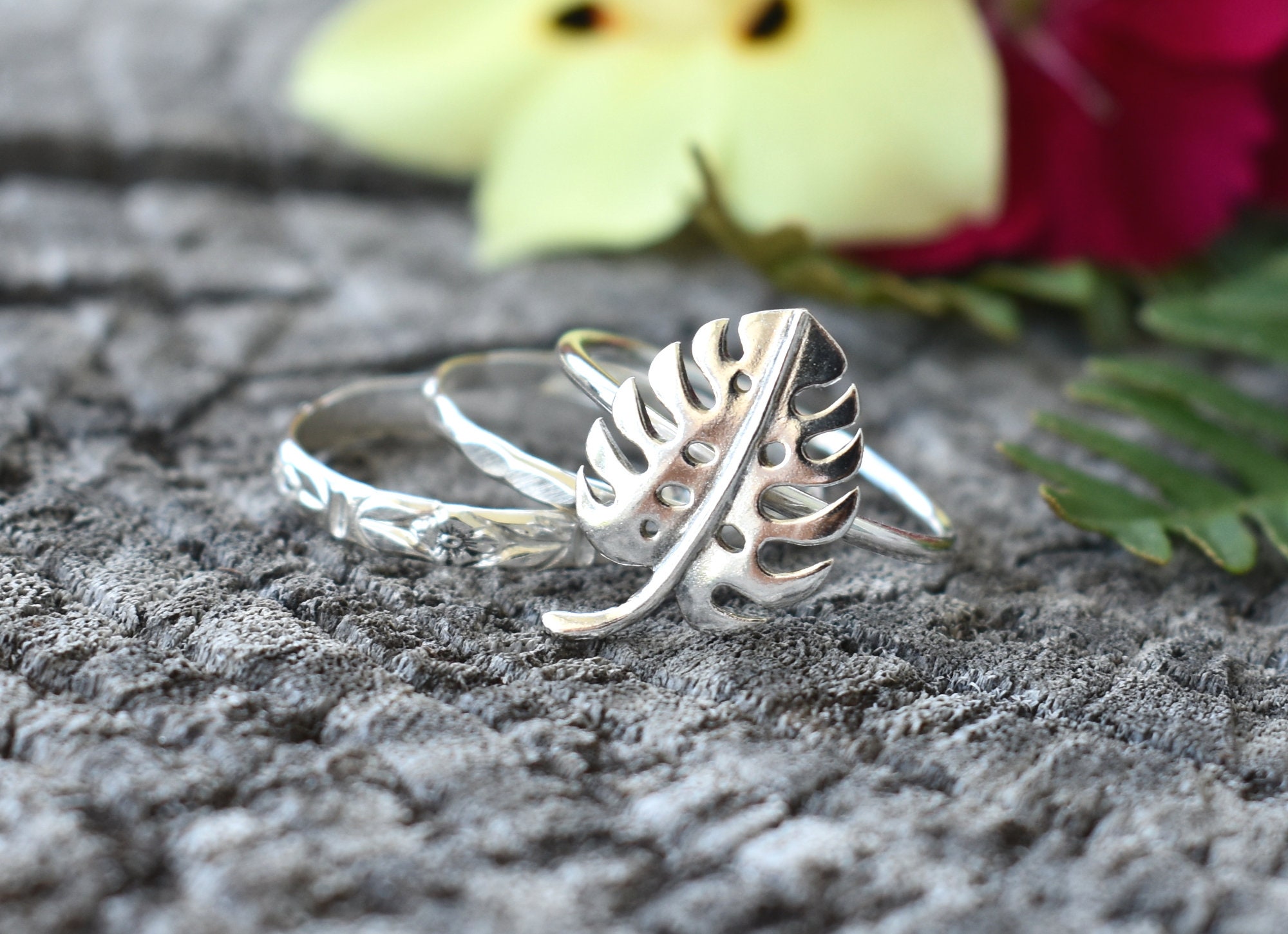 Monstera Ring, Monstera Leaf Ring, Silver Monstera Ring, Leaf Rings ...
