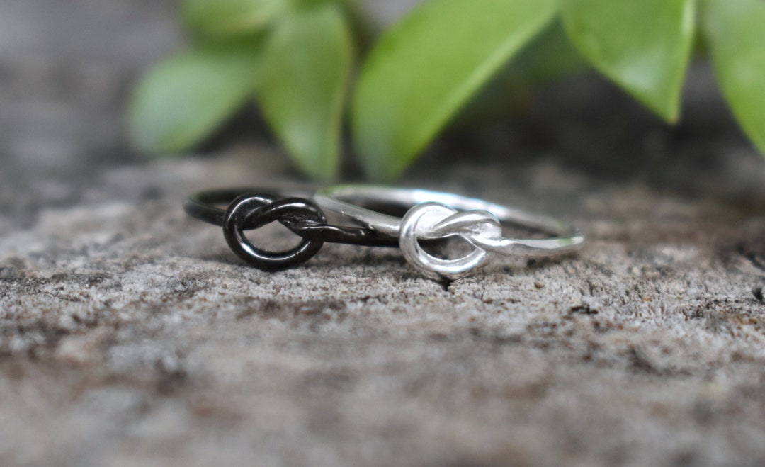 Knot Ring Sterling Silver, Love Heart Ring, Friendship Ring, Thin Knot ...
