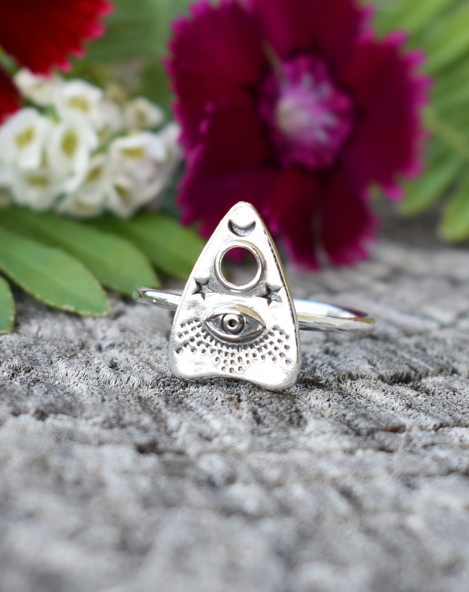 Planchette Ring, Ouija Ring, Moon and Star Ring, Planchette Jewelry ...