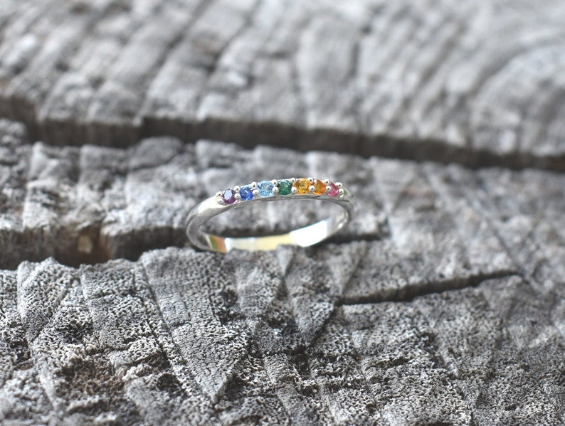 Rainbow Ring Rainbow Stacking Ring Rainbow Chakra Ring - Etsy