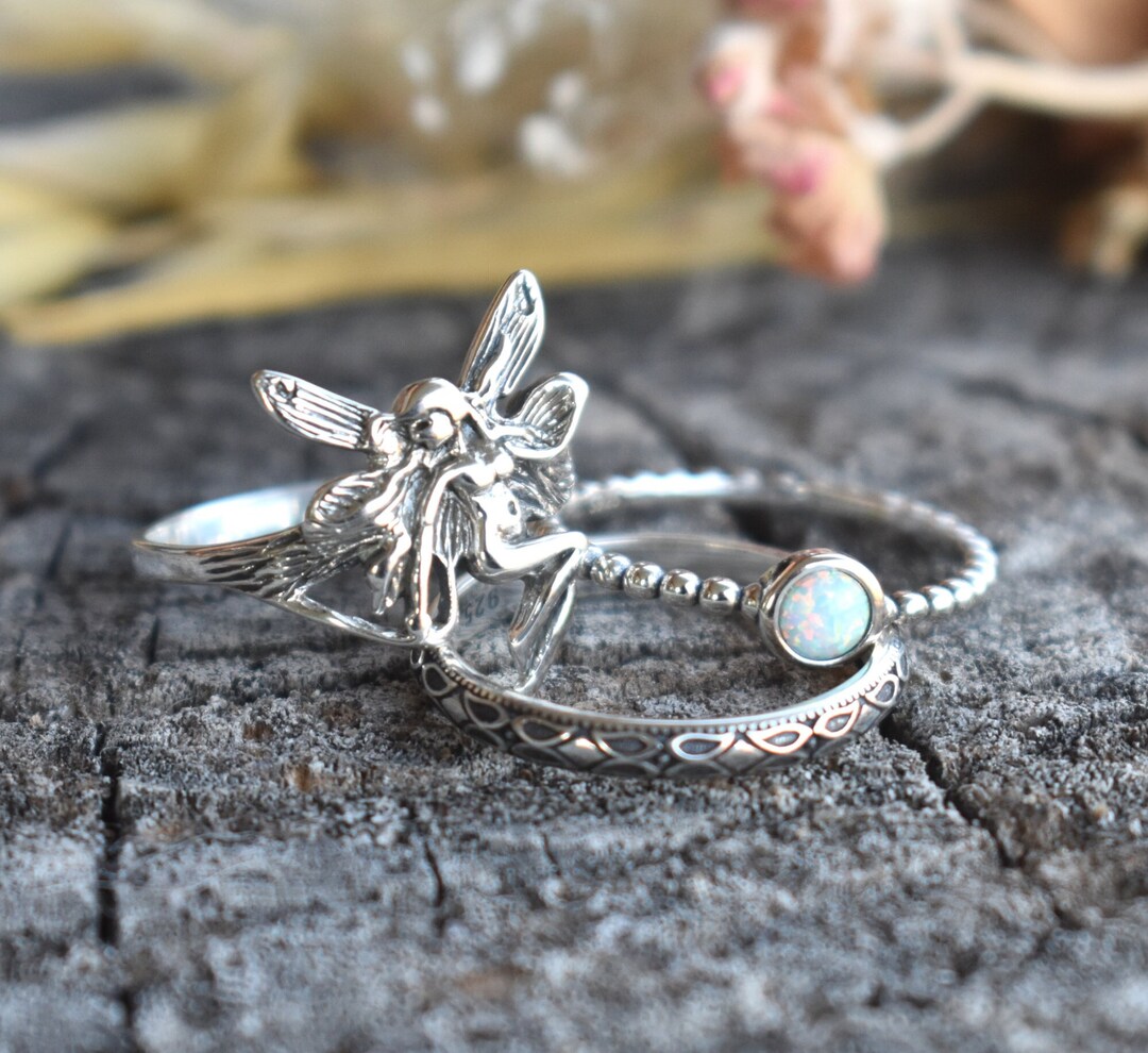 Fairy Ring, Forest Fairy Ring, Silver Fairy Ring, Silver Rings, Opal ...