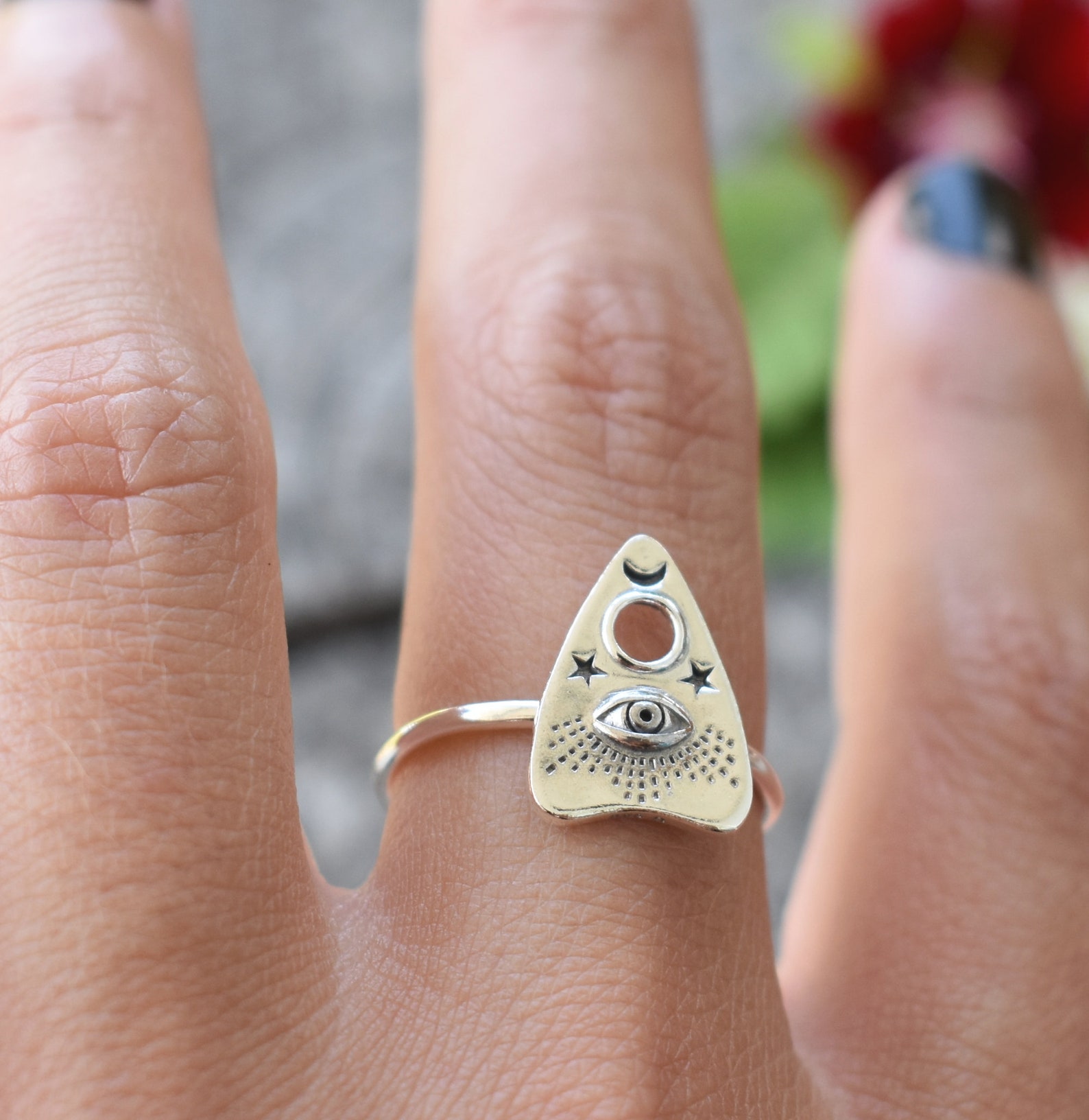 Planchette Ring, Ouija Ring, Moon and Star Ring, Planchette Jewelry ...
