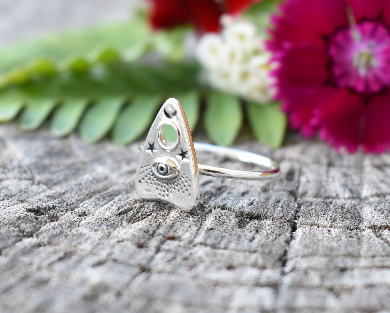 Planchette Ring, Ouija Ring, Moon and Star Ring, Planchette Jewelry ...