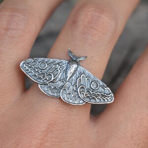Moth Ring, Sterling Silver Moth Ring, Silver Moth Ring, Large Moth Ring ...