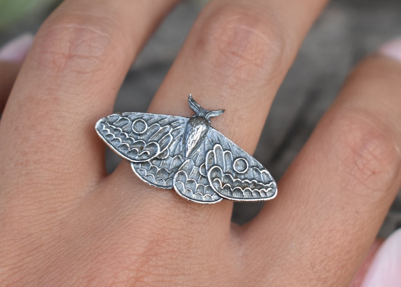 Moth Ring Sterling Silver Moth Ring Silver Moth Ring Large - Etsy