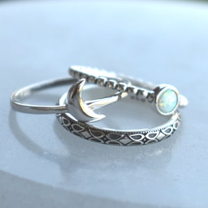 Moon Ring, Crescent Moon Ring, Moon Phase Ring, Moon Phases, Opal Ring ...