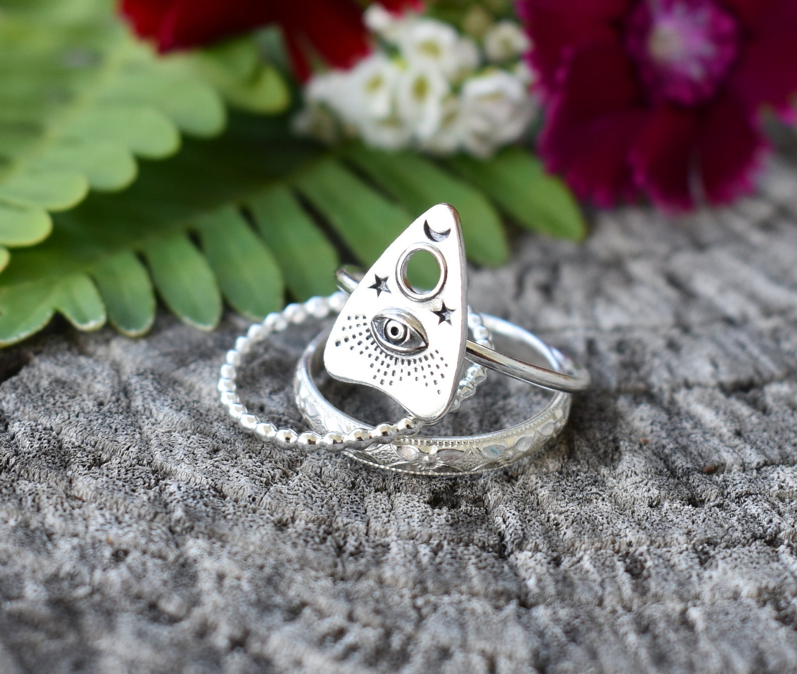 Planchette Ring, Ouija Ring, Moon and Star Ring, Planchette Jewelry ...