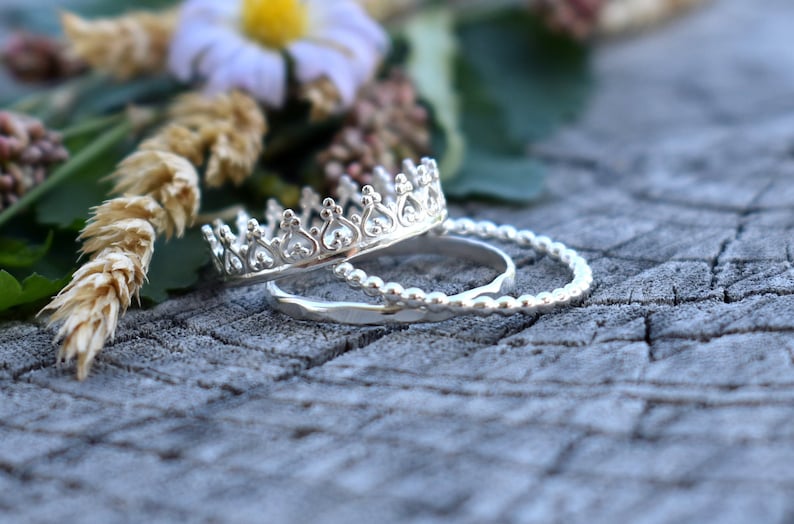 Princess Ring Crown Ring Crown Stacking Set Sterling silver | Etsy