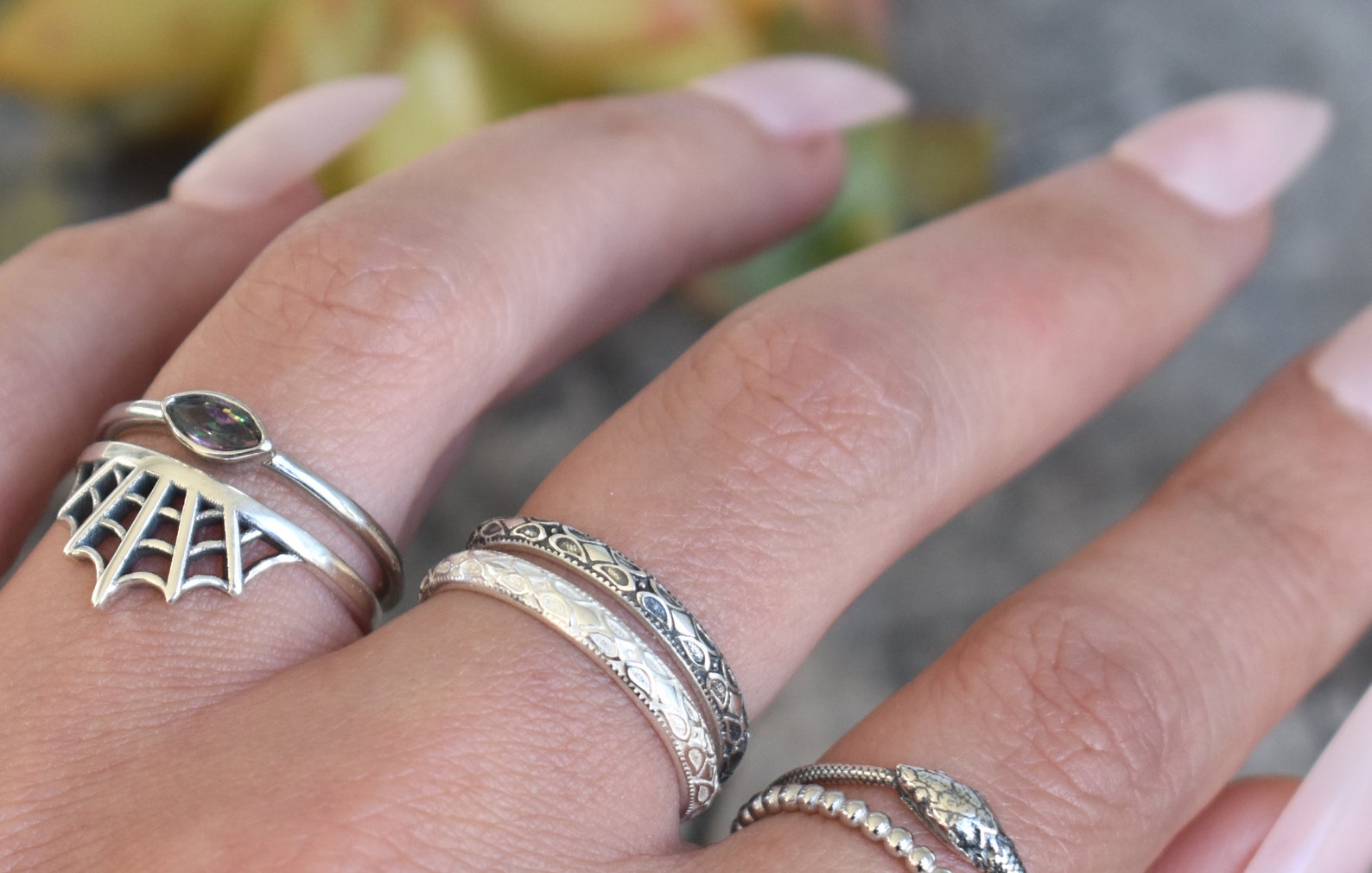 Boho Ring Floral Ring Silver Ring Silver Stacking Ring - Etsy