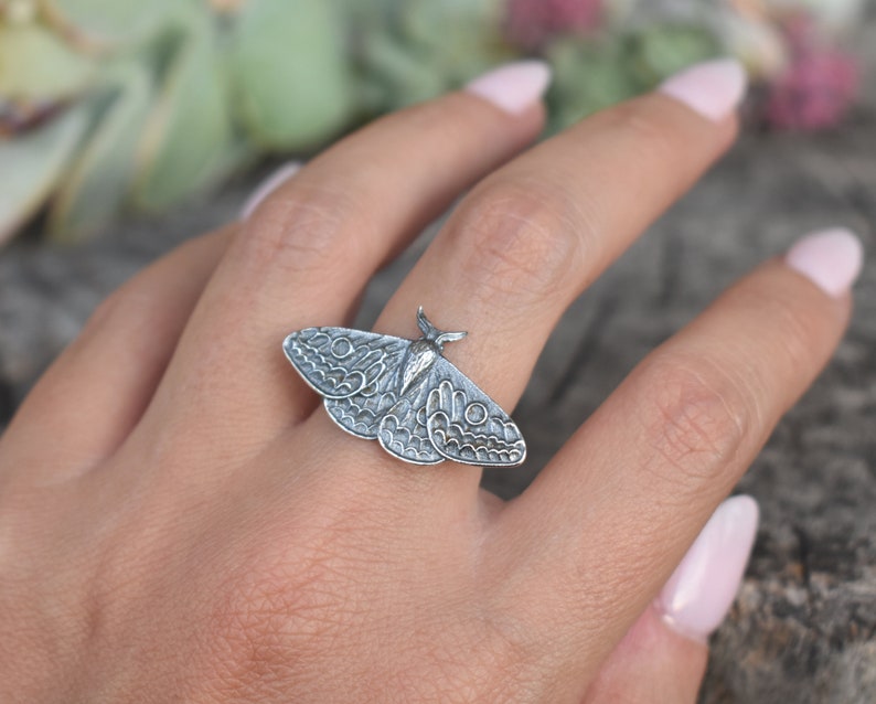 Moth Ring Sterling Silver Moth Ring Silver Moth Ring Large - Etsy