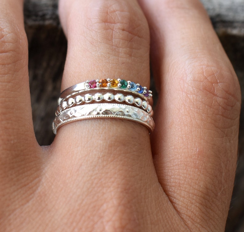 Rainbow Ring Rainbow Stacking Ring Rainbow Chakra Ring - Etsy