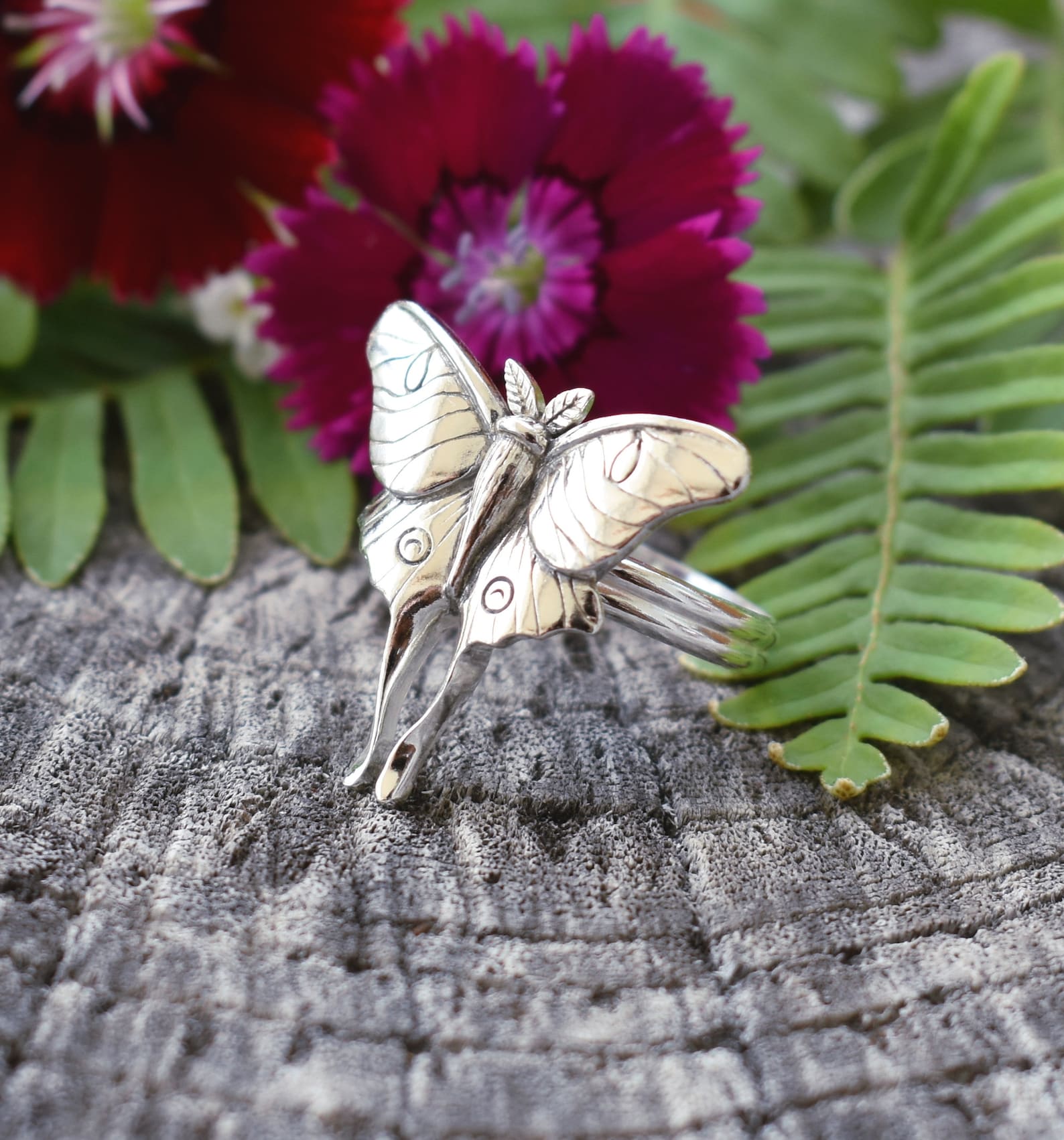 Luna Moth Ring Moth Ring Sterling Silver Ring Silver Moth | Etsy