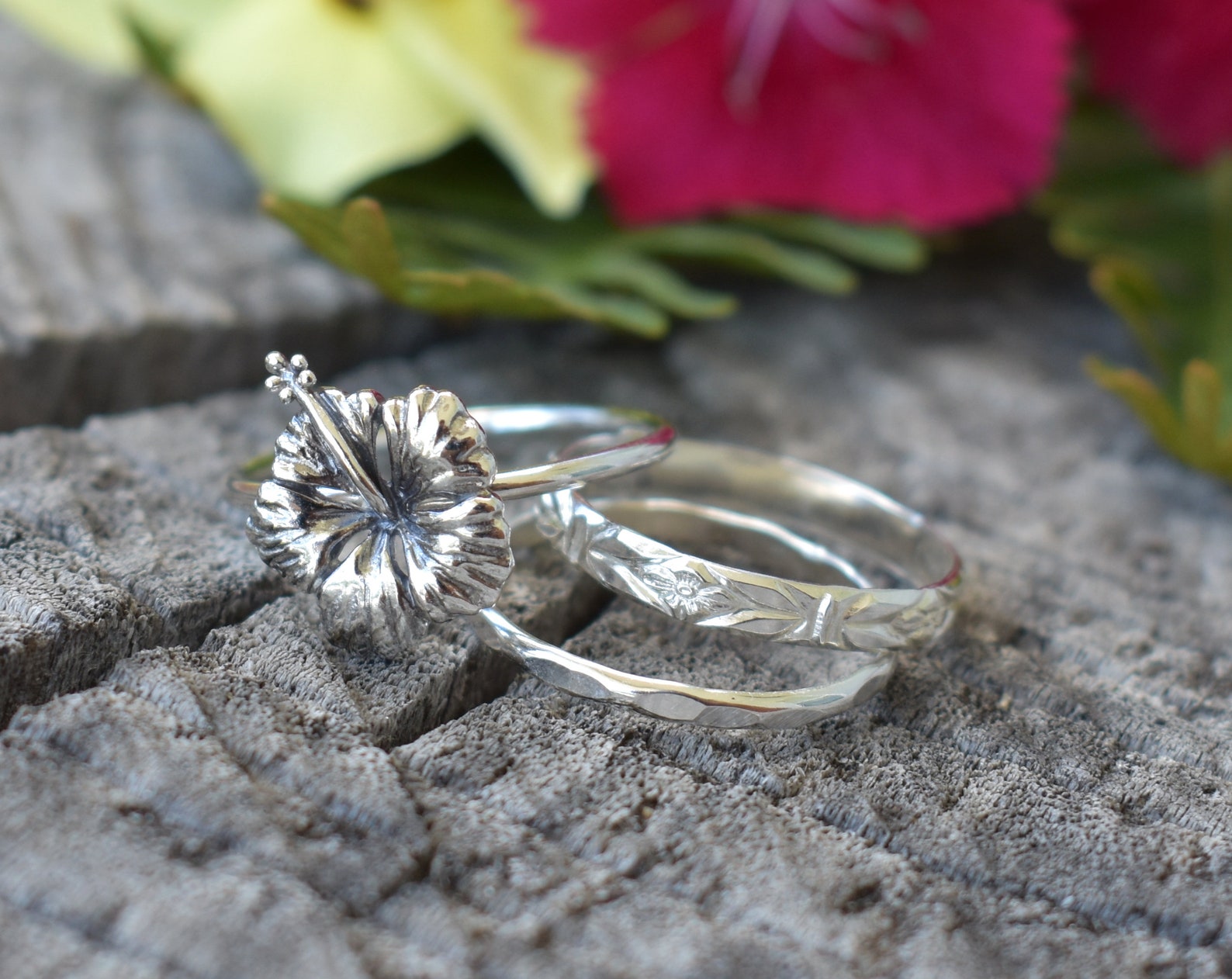 Hibiscus Ring, Hawaiian Hibiscus Ring, Silver Flower Ring, Flower Rings ...