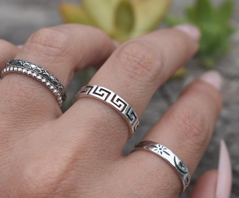 Greek Key Ring Sterling Silver Greek Ring Greek Key Jewelry - Etsy