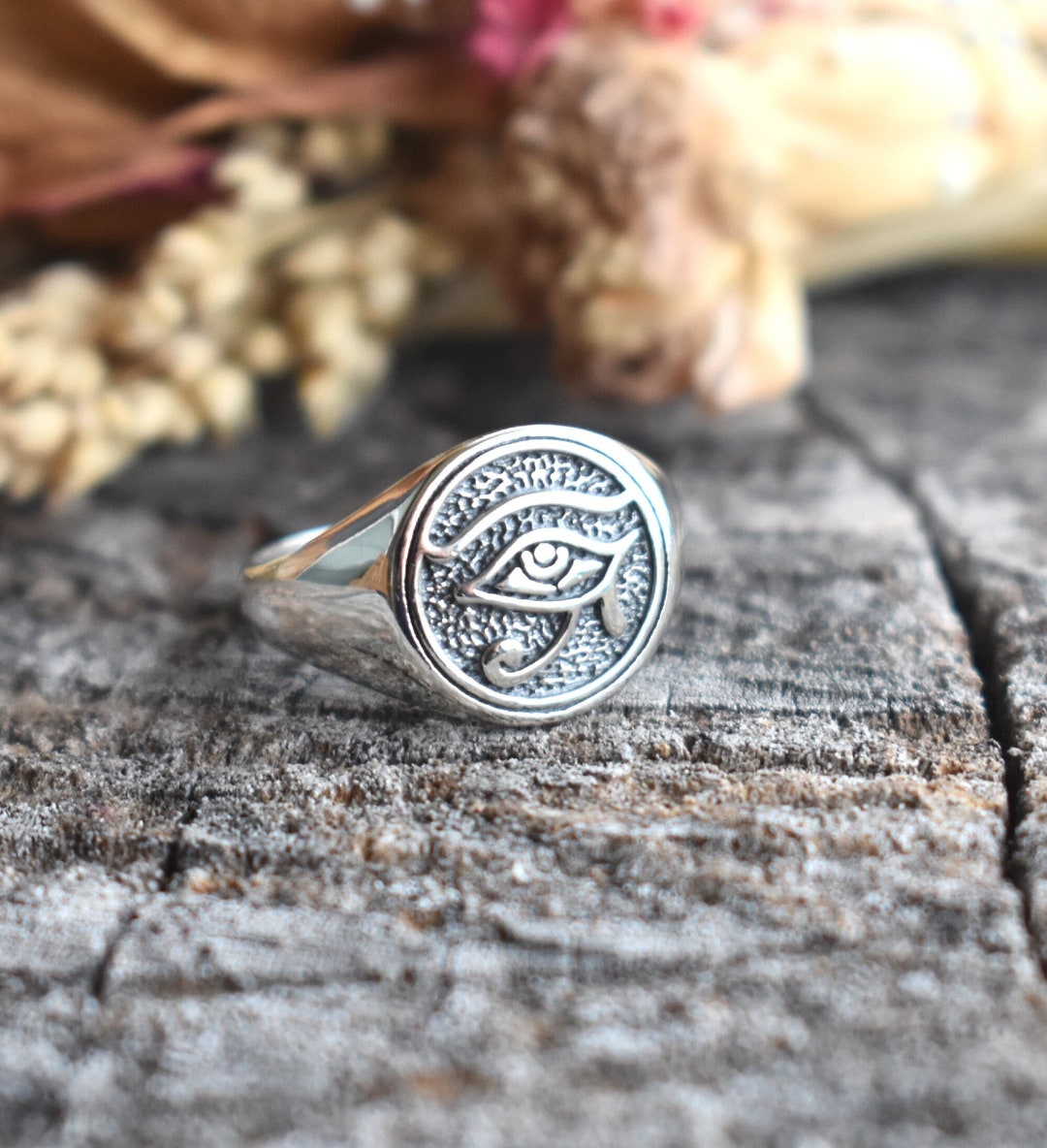 Signet Horus Eye Ring, Eye of Horus Ring, Ra Egypt Ring, Healing Ring, Sterling, All Seeing Eye ...