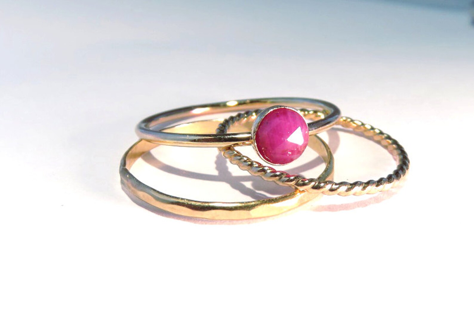 Ruby Ring Gold Ruby Rings Ruby Stacking Set Stacking Rings - Etsy