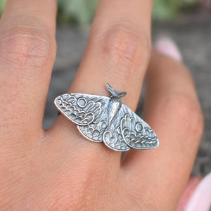 Moth Ring, Sterling Silver Moth Ring, Silver Moth Ring, Large Moth Ring ...