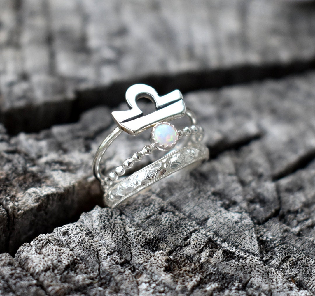 Anillo Libra piedra de nacimiento de octubre anillo de signo - Etsy España
