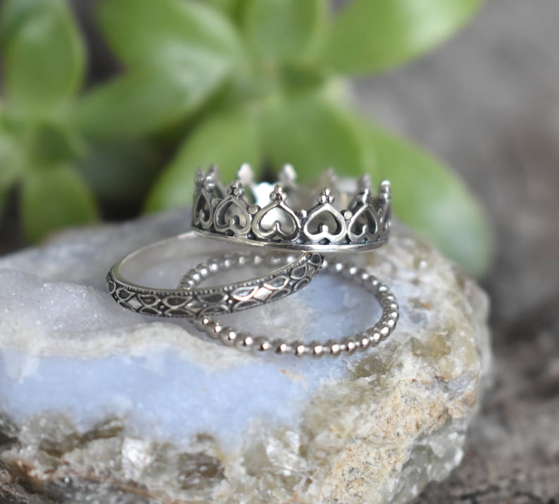 Princess Ring Crown Ring Crown Stacking Set Sterling Silver - Etsy