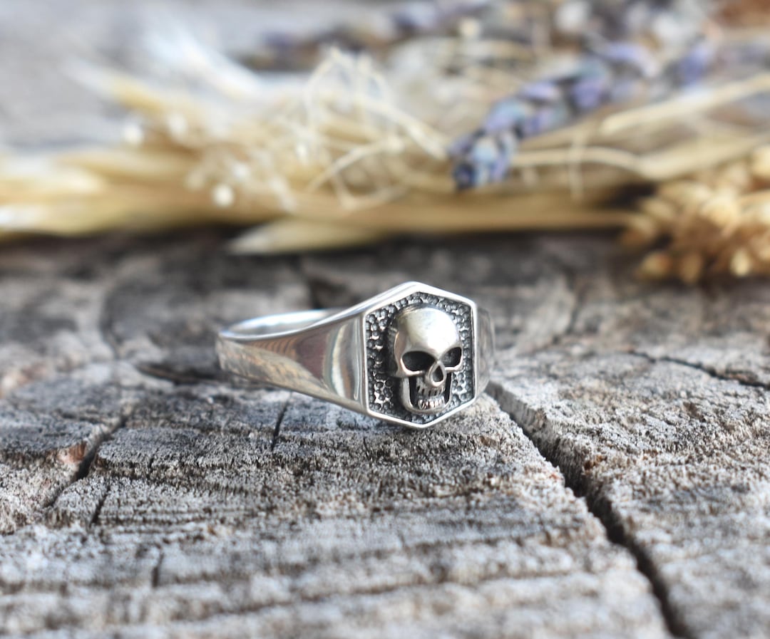 Skull Ring, Skull Signet Band, Day of the Dead Ring, Dia De Los Muertos ...