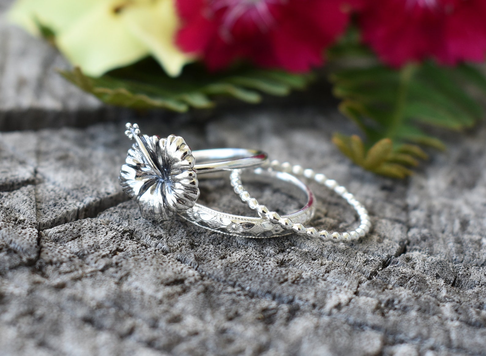 Hibiscus Ring, Hawaiian Hibiscus Ring, Silver Flower Ring, Flower Rings ...