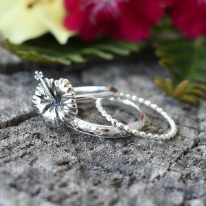 Hibiscus Ring, Hawaiian Hibiscus Ring, Silver Flower Ring, Flower Rings ...