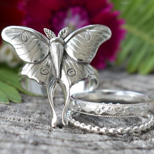 Luna Moth Ring, Moth Ring, Sterling Silver Ring, Silver Moth Ring, Luna ...
