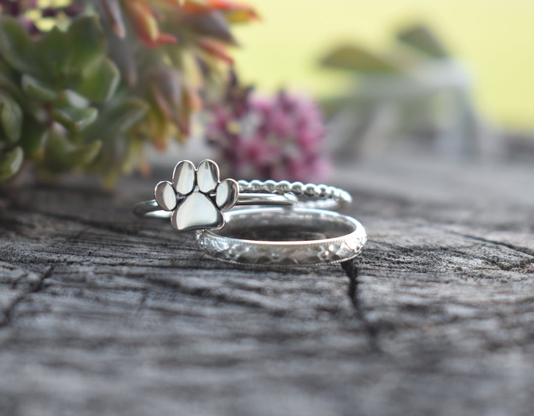 Paw Ring, Dog Paw Ring, Cat Print Ring, Sterling Silver Ring, Pet Paw ...