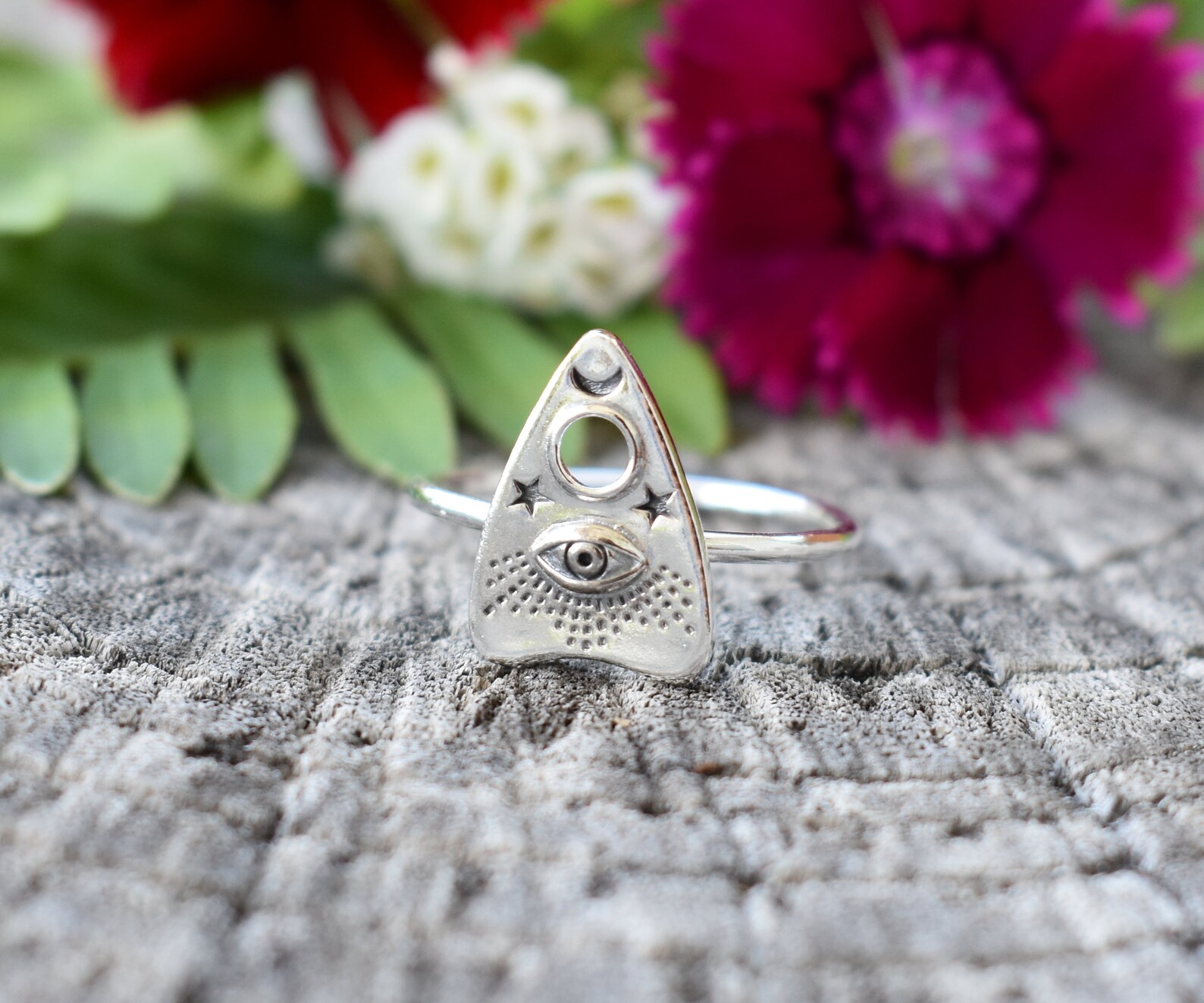 Planchette Ring, Ouija Ring, Moon and Star Ring, Planchette Jewelry ...