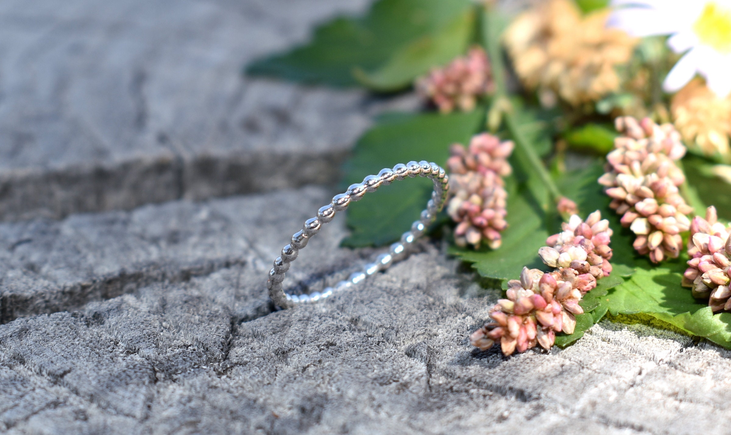 Silver Bead Ring, Sterling Silver Bead Stacking Rings-round Beaded ...