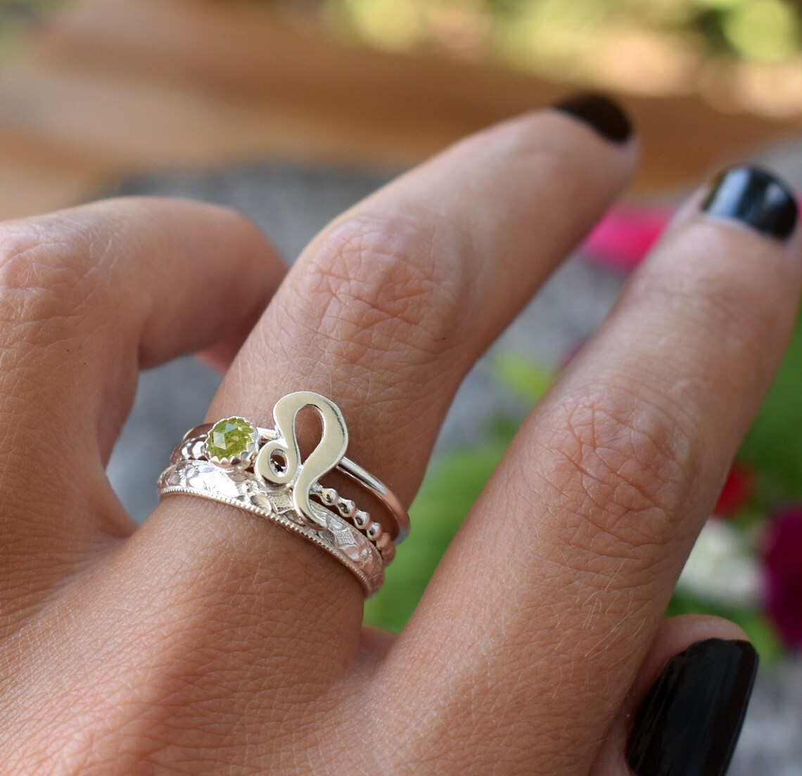 Leo Rings August Birthstone ring Star Sign Ring Zodiac | Etsy