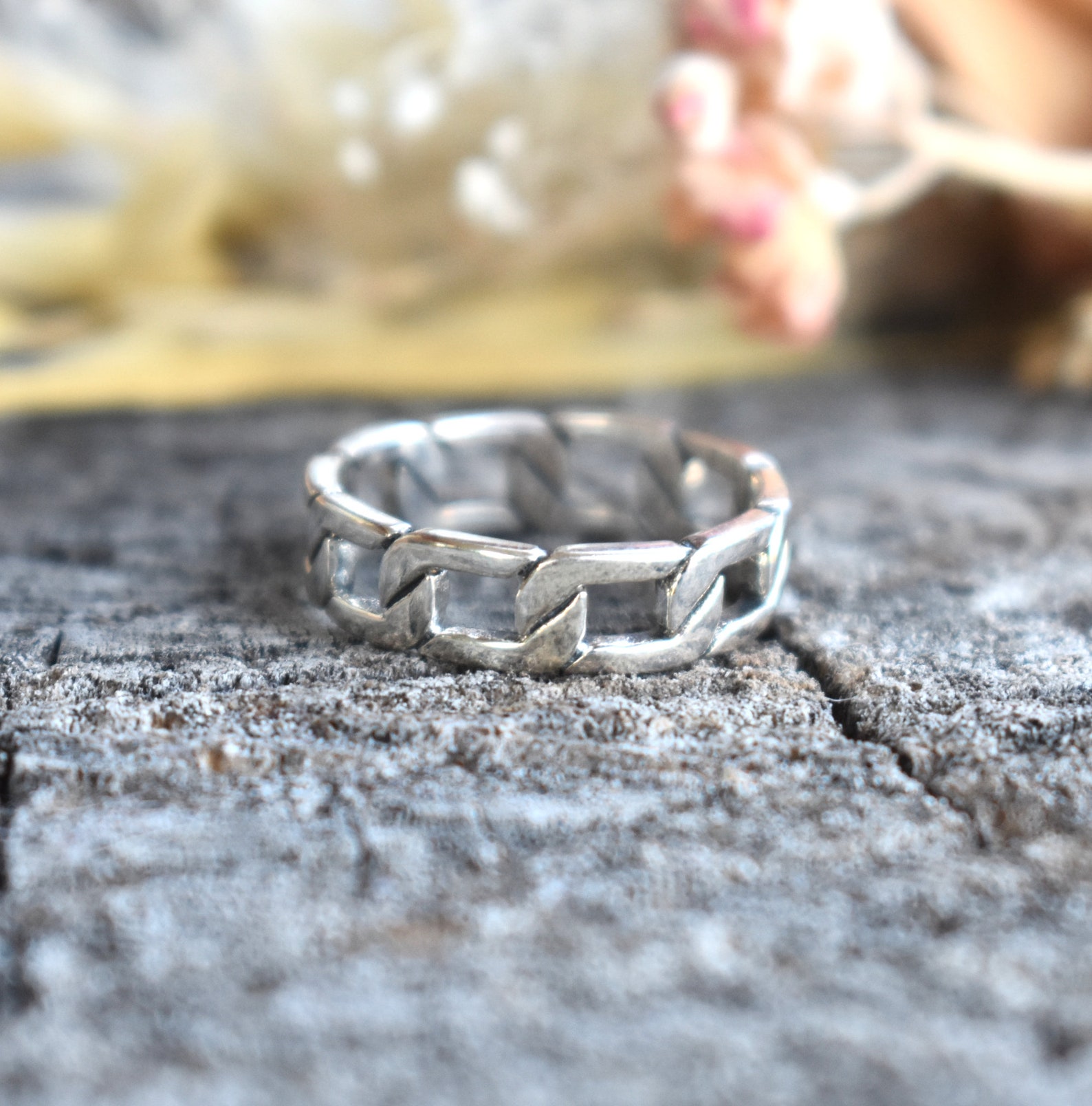 Chain Ring, Sterling Silver Chain Ring, Chunky Chain, Miami Chain ...