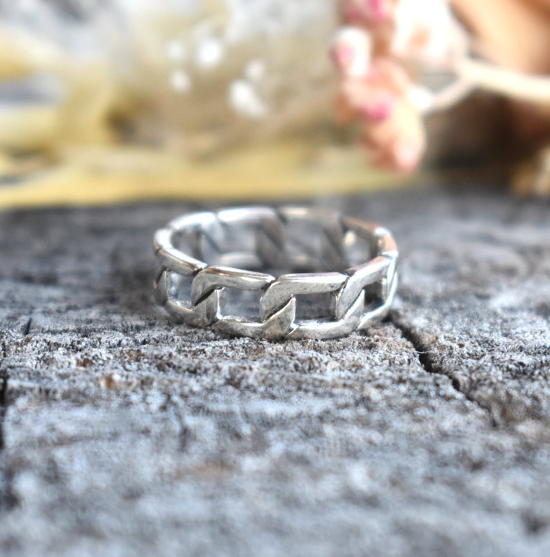 Chain Ring, Sterling Silver Chain Ring, Chunky Chain, Miami Chain ...