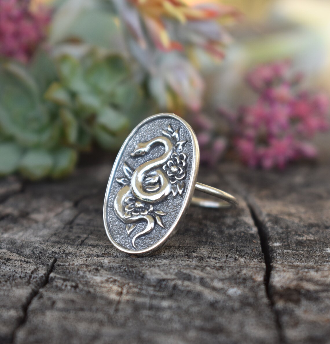 Snake Ring Snake Cameo Ring Snake Floral Ring Snake - Etsy