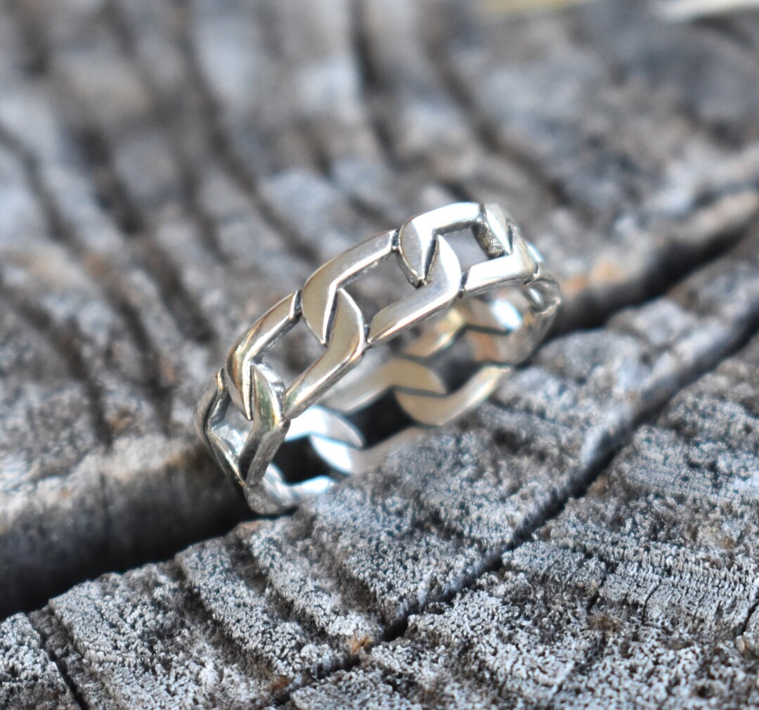 Chain Ring, Sterling Silver Chain Ring, Chunky Chain, Miami Chain ...