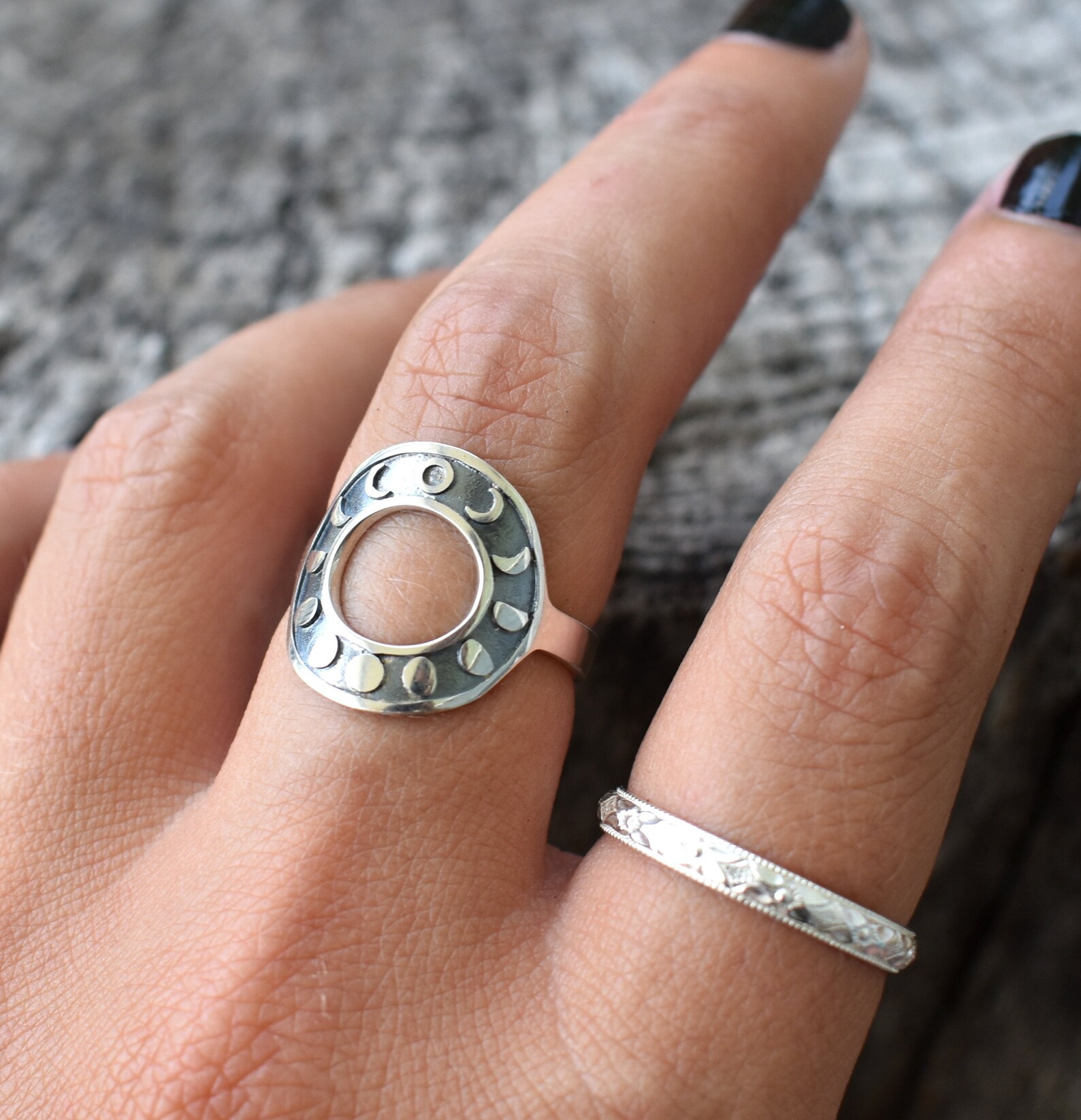 Sterling Silver Moon Phase Ring Moon Phase Jewelry Moon | Etsy