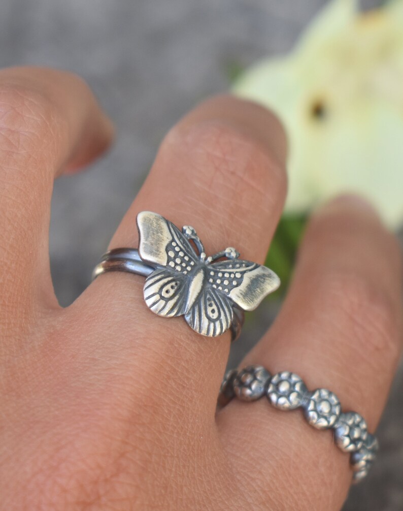 Butterfly Ring Forest Ring Silver Butterfly Ring Silver - Etsy