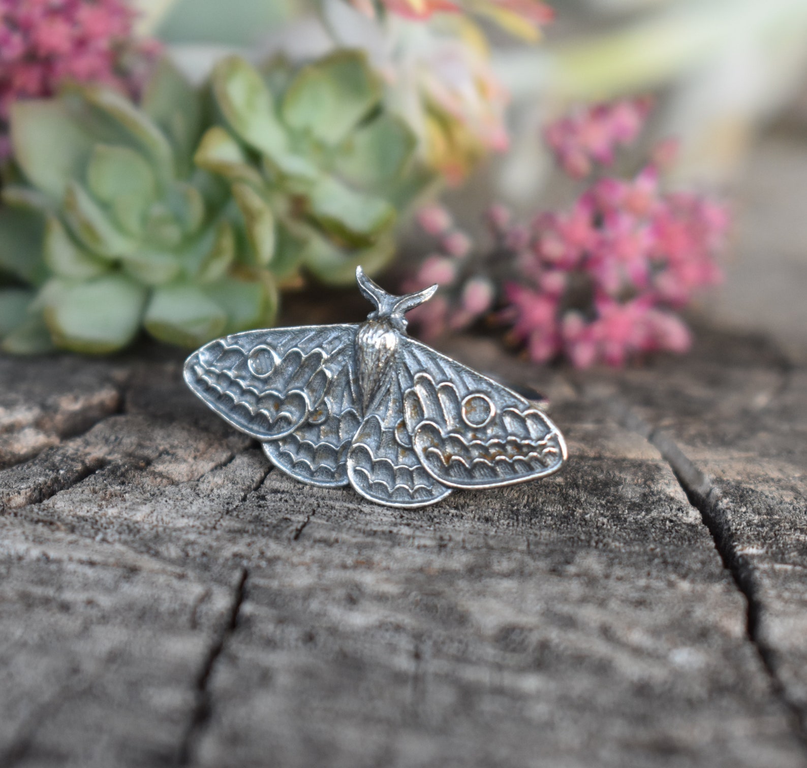 Moth Ring, Sterling Silver Moth Ring, Silver Moth Ring, Large Moth Ring ...