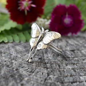 Luna Moth Ring, Moth Ring, Sterling Silver Ring, Silver Moth Ring, Luna ...