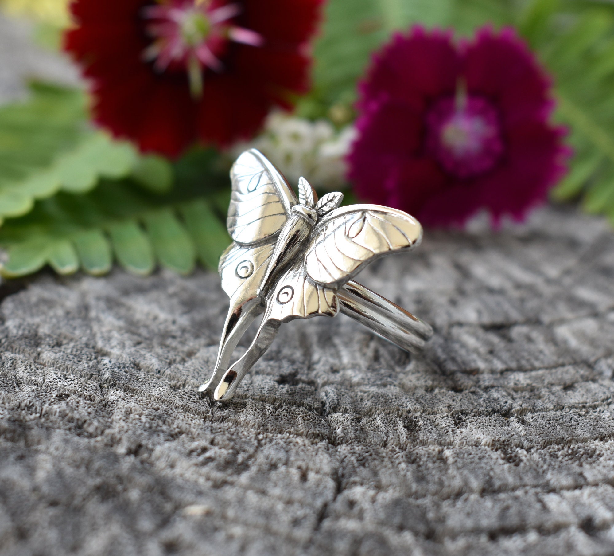 Luna Moth Ring Moth Ring Sterling Silver Ring Silver Moth - Etsy UK